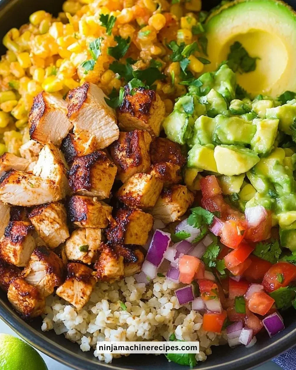 Grilled Chicken Burrito Bowls with Avocado Salsa