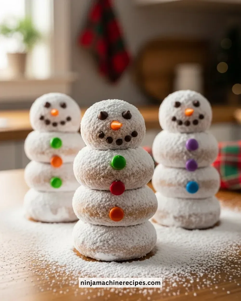 Powdered Donut Snowman Treats - Ninja Machine Recipes